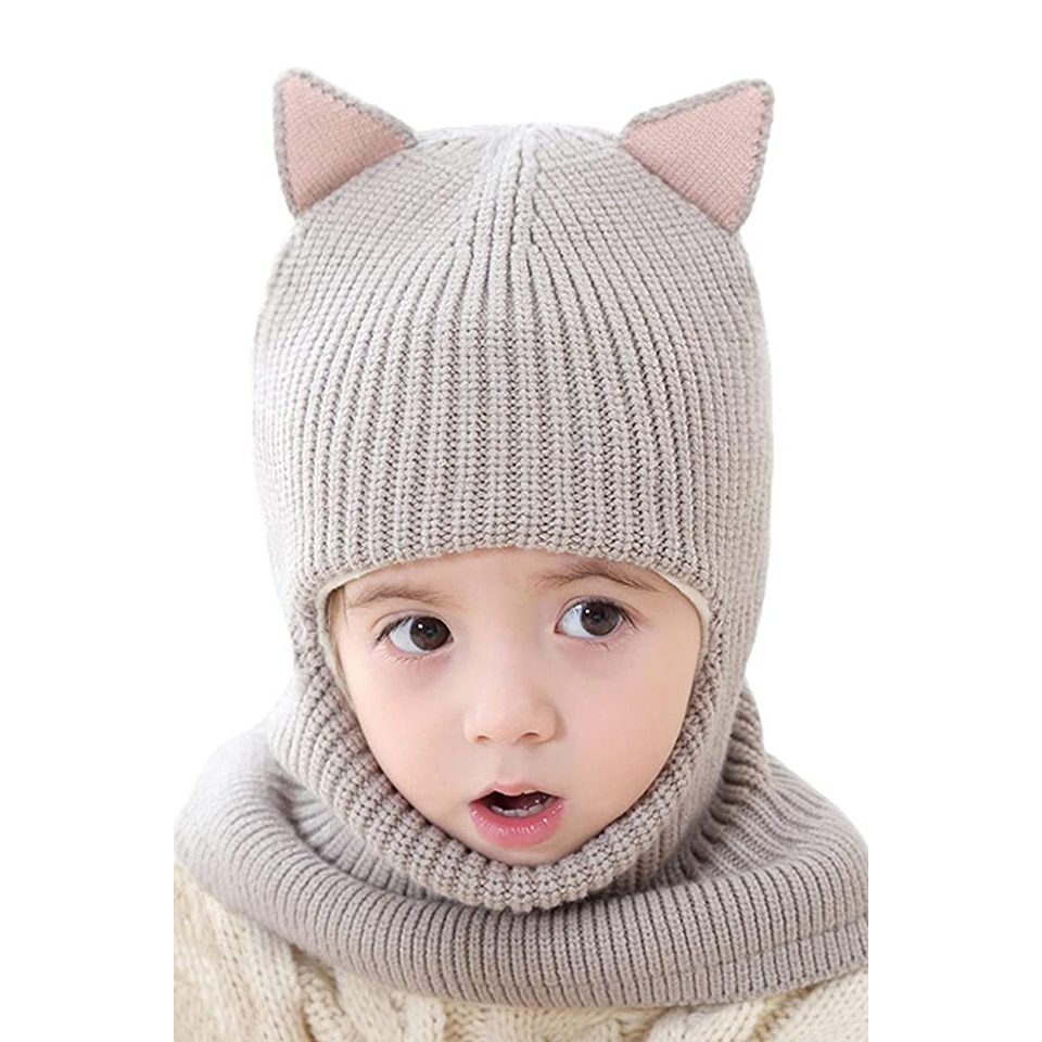 Caciula pentru copii, tip cagula, model cu urechi de pisica ascutite ...