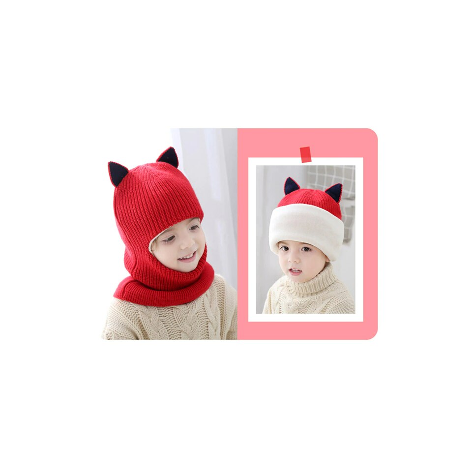 EFAYN Gyerek sapka, sapka típusú, hegyes macskafülű modell, piros, 2-5 ...