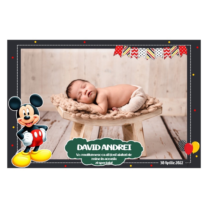 Marturie de botez Fotografie cu Magnet 10x15 cm personalizat cu o poza ...