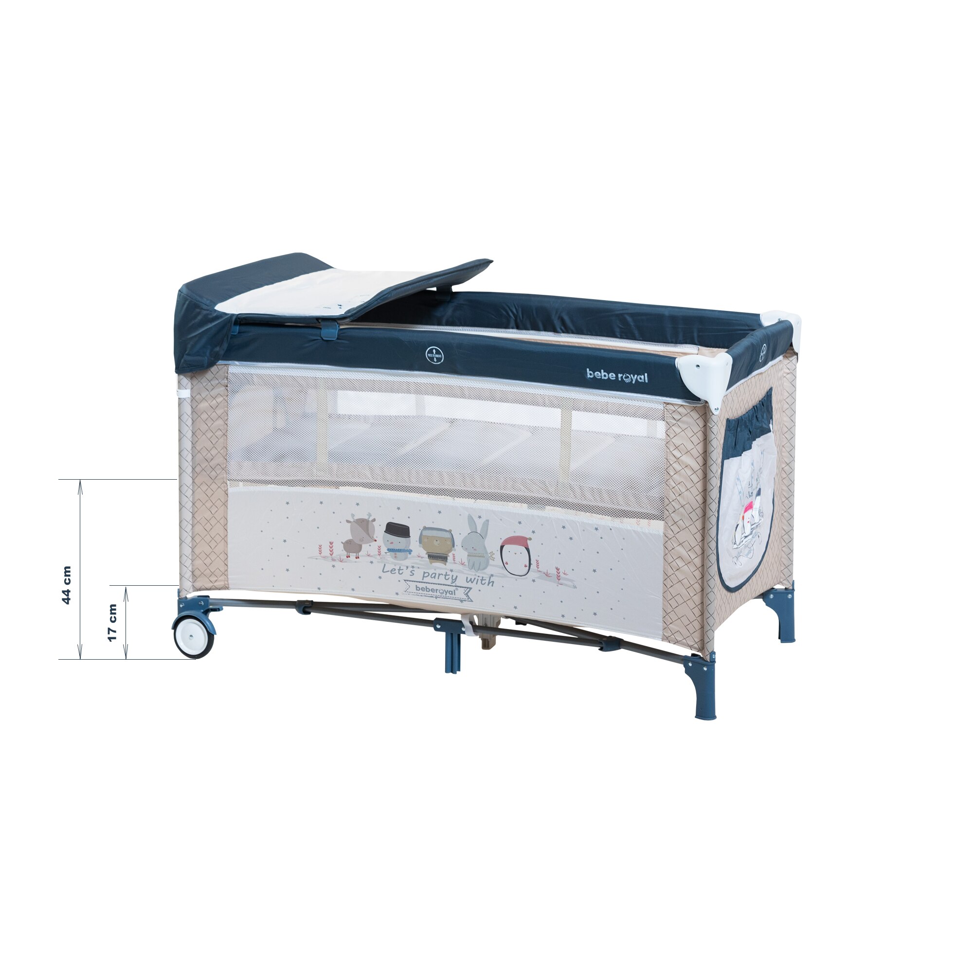 Patut pliabil Beberoyal - Little Friends cu doua nivele, Geanta ...