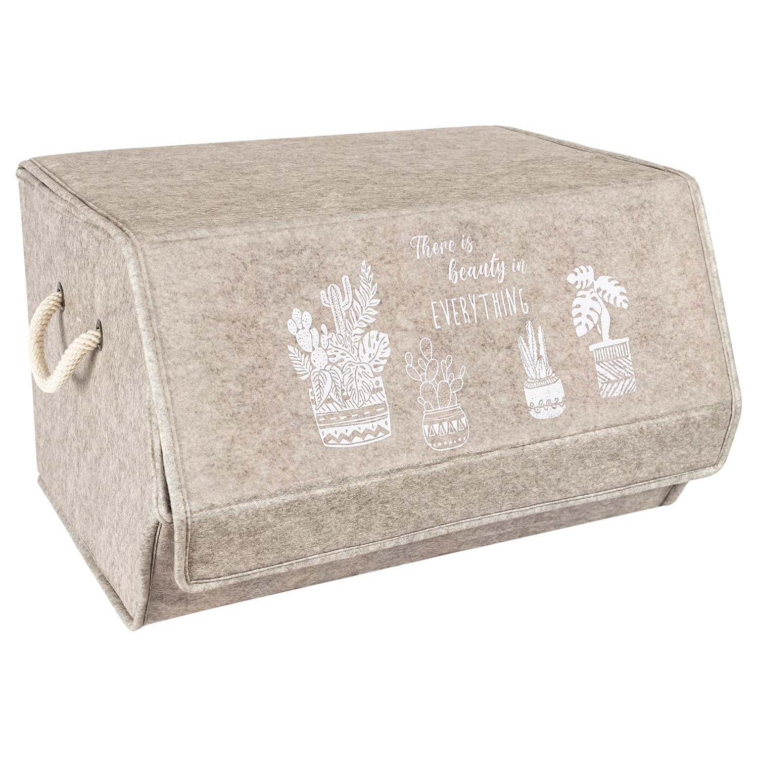 Cos de haine, din pasla, cu capac, bej, dimensiuni 38cmx29cmx24cm - eMAG.ro