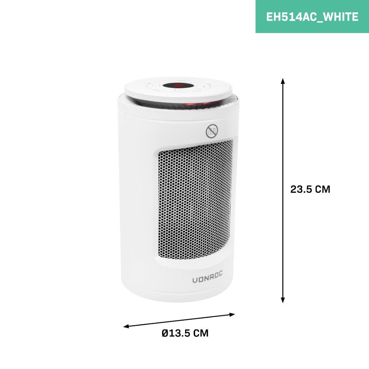 VONROC EH514AC_WHITE elektromos légfűtő, 1200W, Kerámia elem, fehér ...