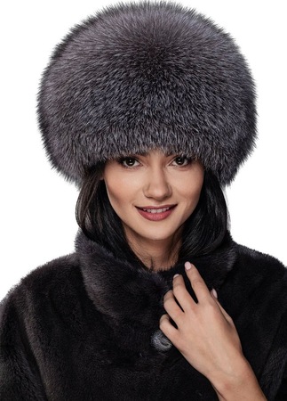 Caciula din blana naturala de vulpe, Interior captusit cu satin ...