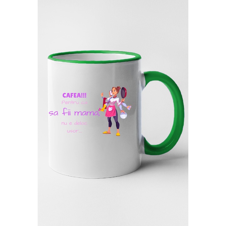 Cana personalizata cu interior verde, "Mama modelul 104", 330 ml - eMAG.ro
