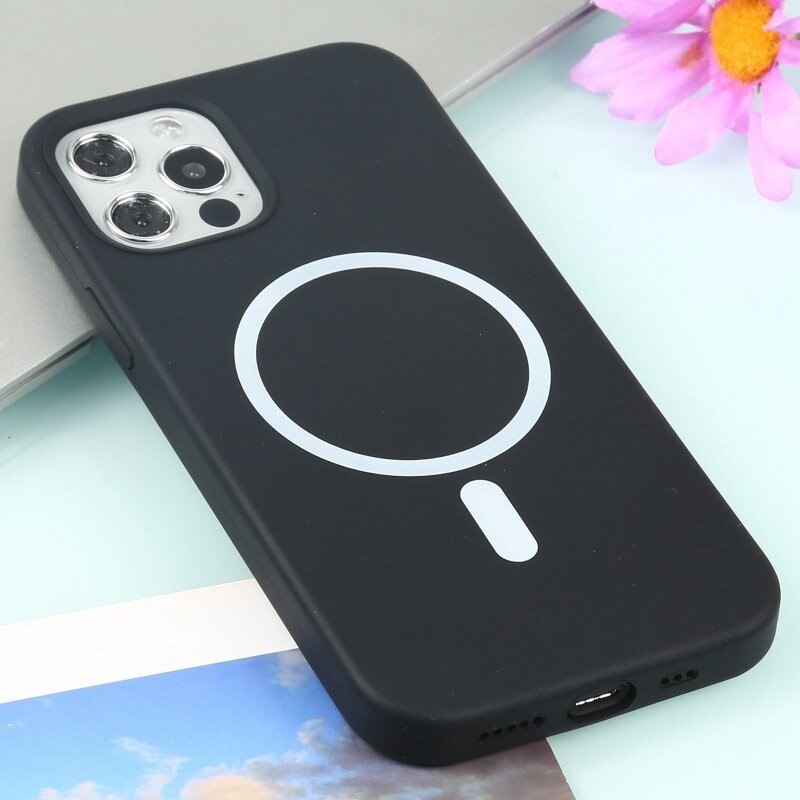 Husa MagSafe liquid large hole magnetic shell pentru Apple iPhone 12/ ...