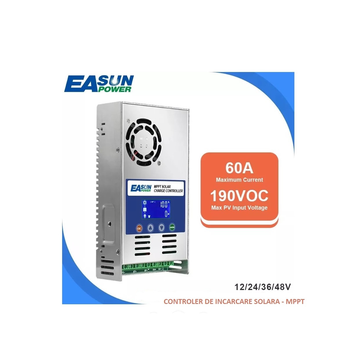 Fotovoltaikus rendszer töltésvezérlő MPPT 6048 - 12V 24V 36V 48V - eMAG.hu
