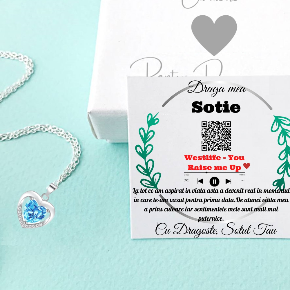 Set Cadou Colier Argint placat cu aur rodiat inimioara, cutiuta ...