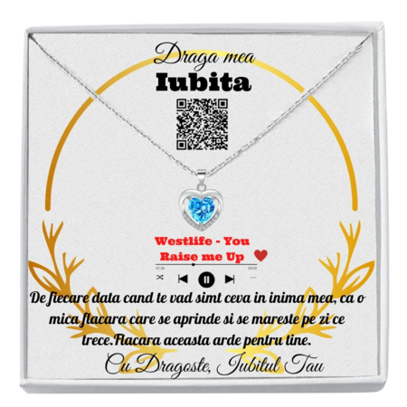 Set Cadou Colier Argint placat cu aur rodiat inimioara, cutiuta ...