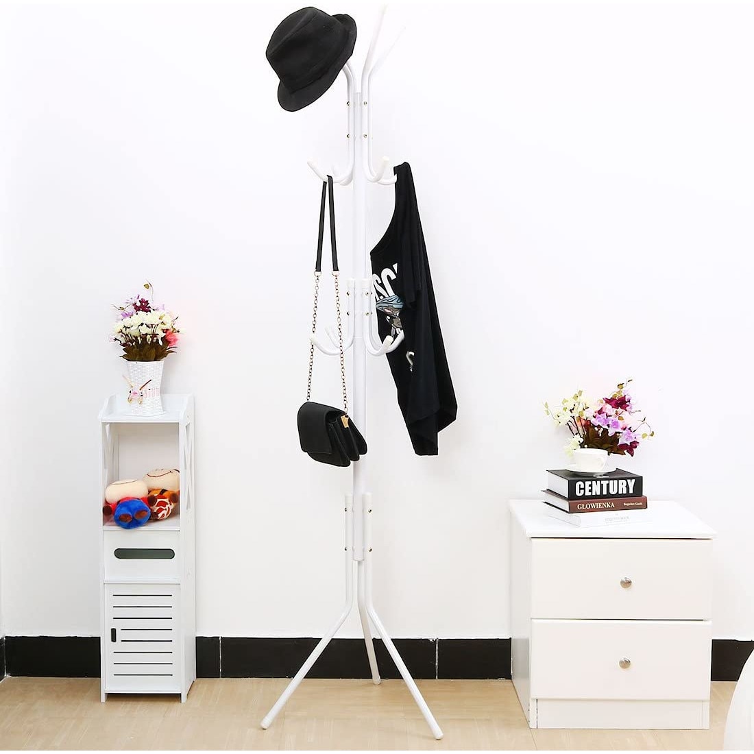 Cuier pentru hol, Zola®, tip pom, 3 nivele, 12 agatatori, metal, negru ...