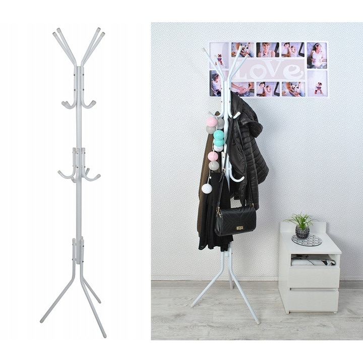 Cuier pentru hol, Zola®, tip pom, 3 nivele, 12 agatatori, metal, negru ...