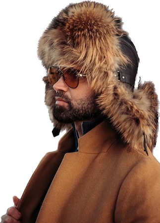 Caciula din blana naturala de enot, Interior captusit cu satin matlasat ...