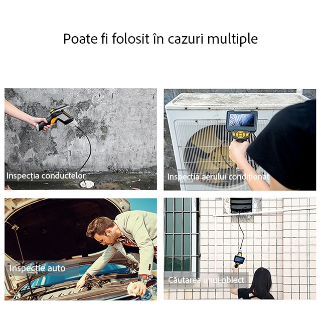 Camera de inspectie profesionala, cablu 10 metri, camera dubla cu ...