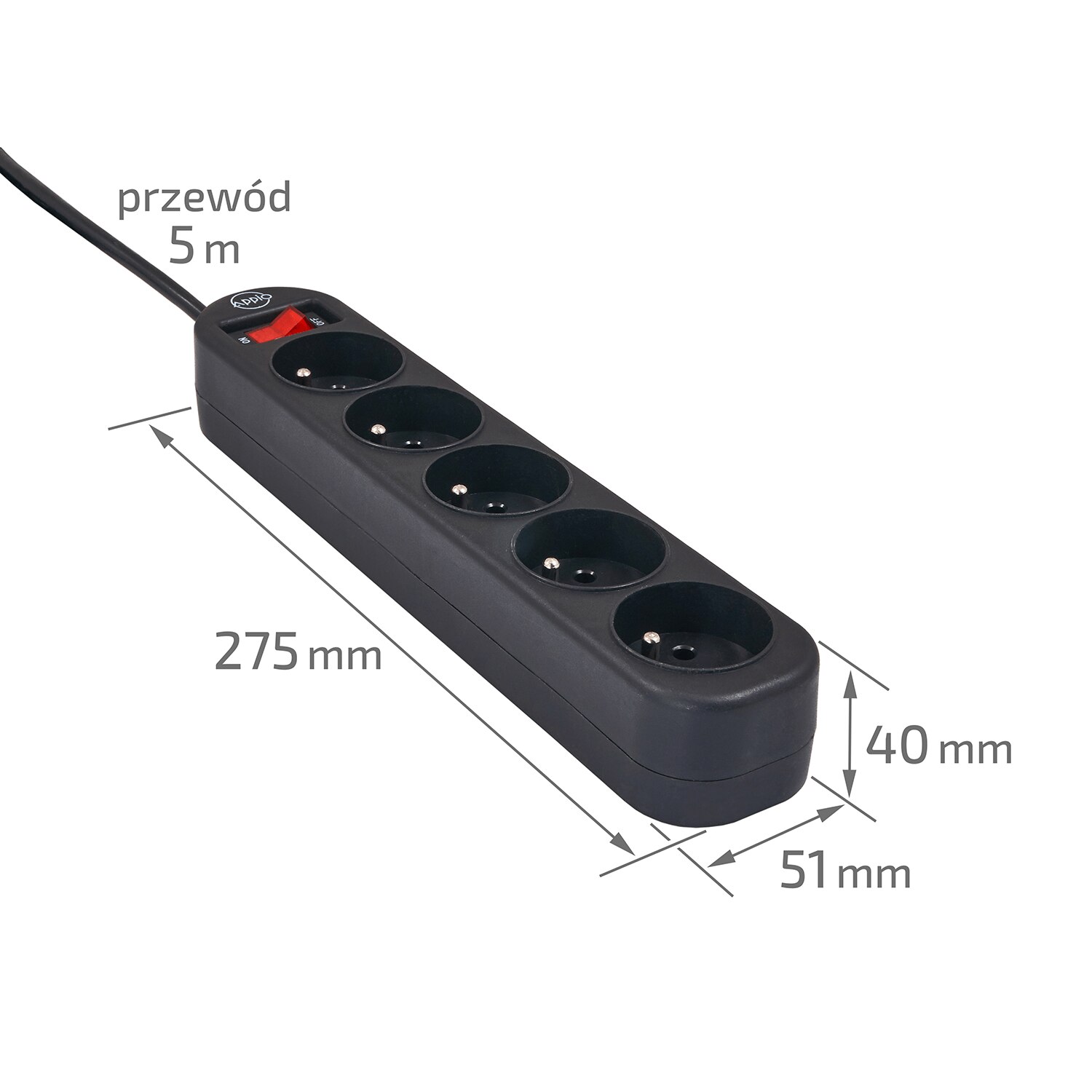 Prelungitor LEDtechnics, 5m, 5 x priza, 230 V, Negru - eMAG.ro