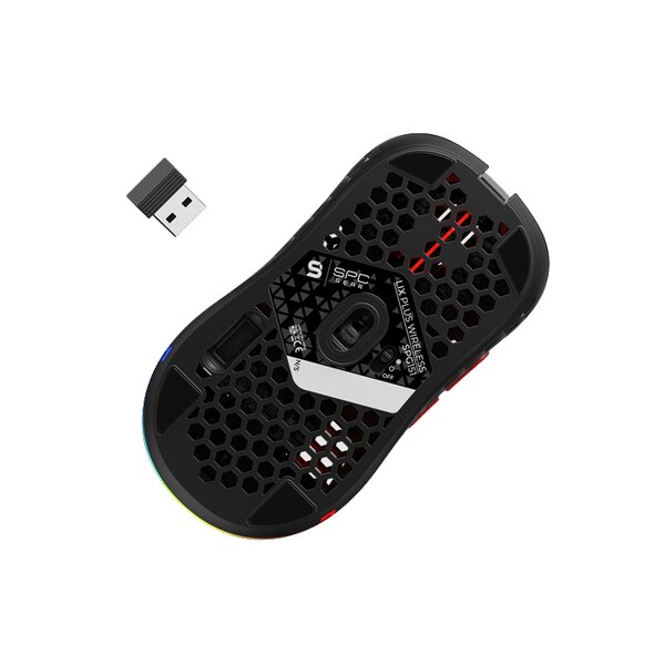Mouse Wireless SPC Gear LIX Plus, 19000 DPI, iluminare ARGB Negru/Rosu ...