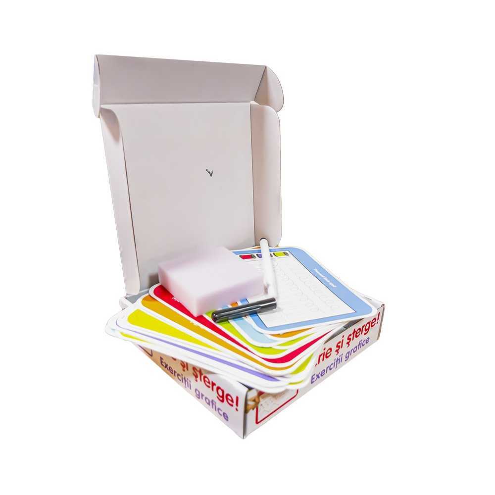 Cartonase educative pentru copii, exercitii grafice cu marker lavabil ...