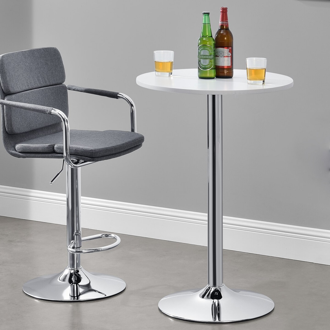 Masa de bar 2HOME rotunda, Alb, picior fix 105cm - eMAG.ro