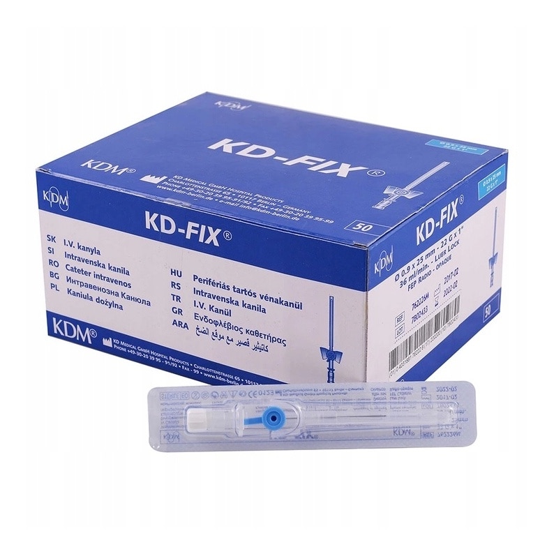 Branule cateter intravenos, KD-FIX, 50 buc, 0.9x25mm, Albastru - eMAG.ro