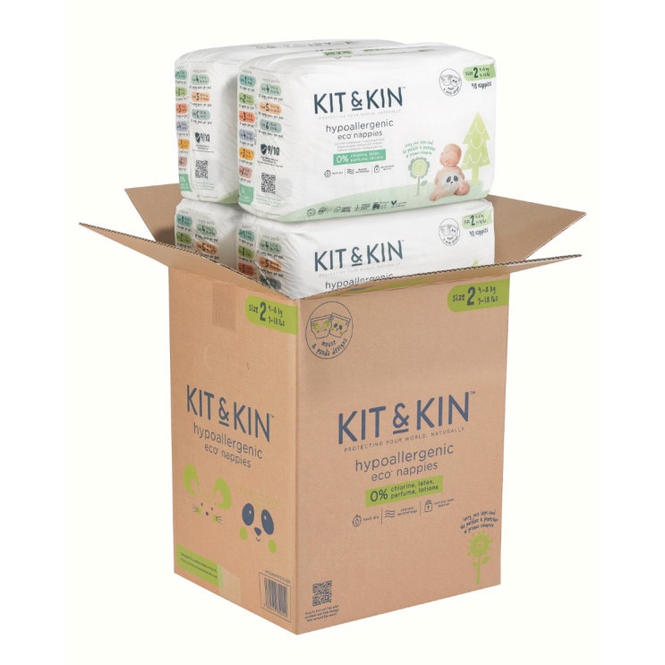 Scutece Hipoalergenice Eco Kit&Kin, Marimea 2, 4-8 kg, 152 buc - eMAG.ro