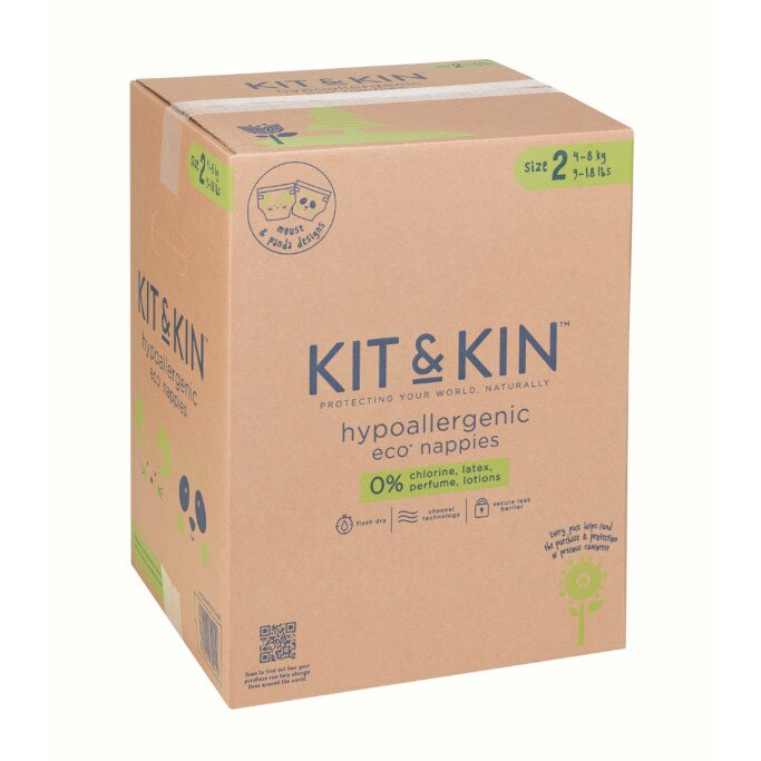 Scutece Hipoalergenice Eco Kit&Kin, Marimea 2, 4-8 kg, 152 buc - eMAG.ro