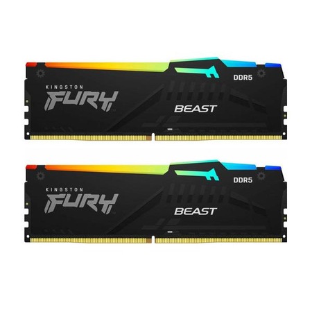 Memorii Kingston FURY Beast RGB, 16GB 2x8GB, DDR5, 4800MHz, CL38 - eMAG.ro