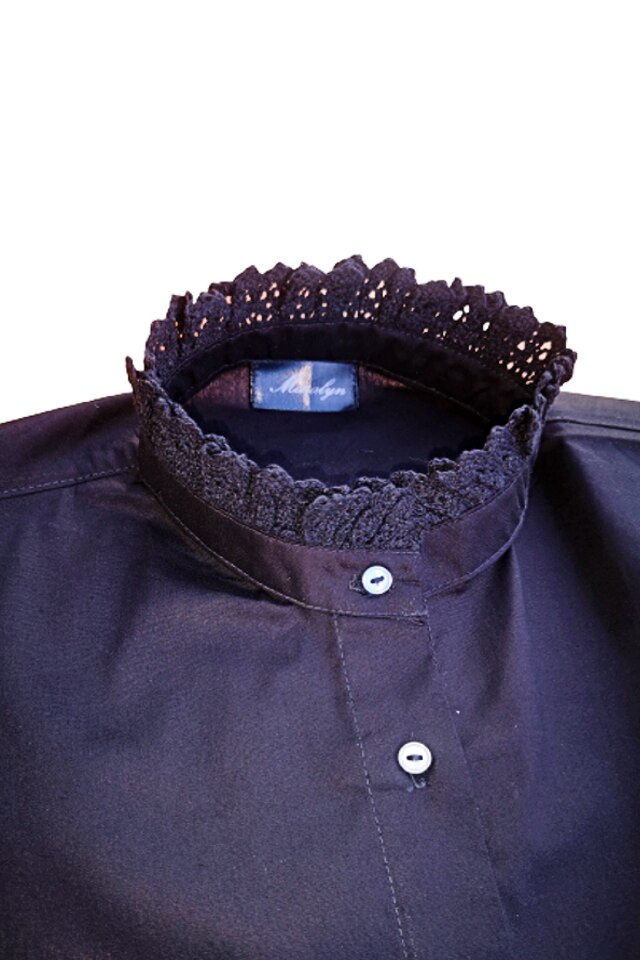 Guler de camasa detasabil, Maralyn, tunica, negru, model 2, bumbac ...