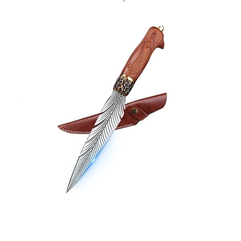 Cutit bucatarie design cu lama in forma de pana, Cutit japonez forjat ...