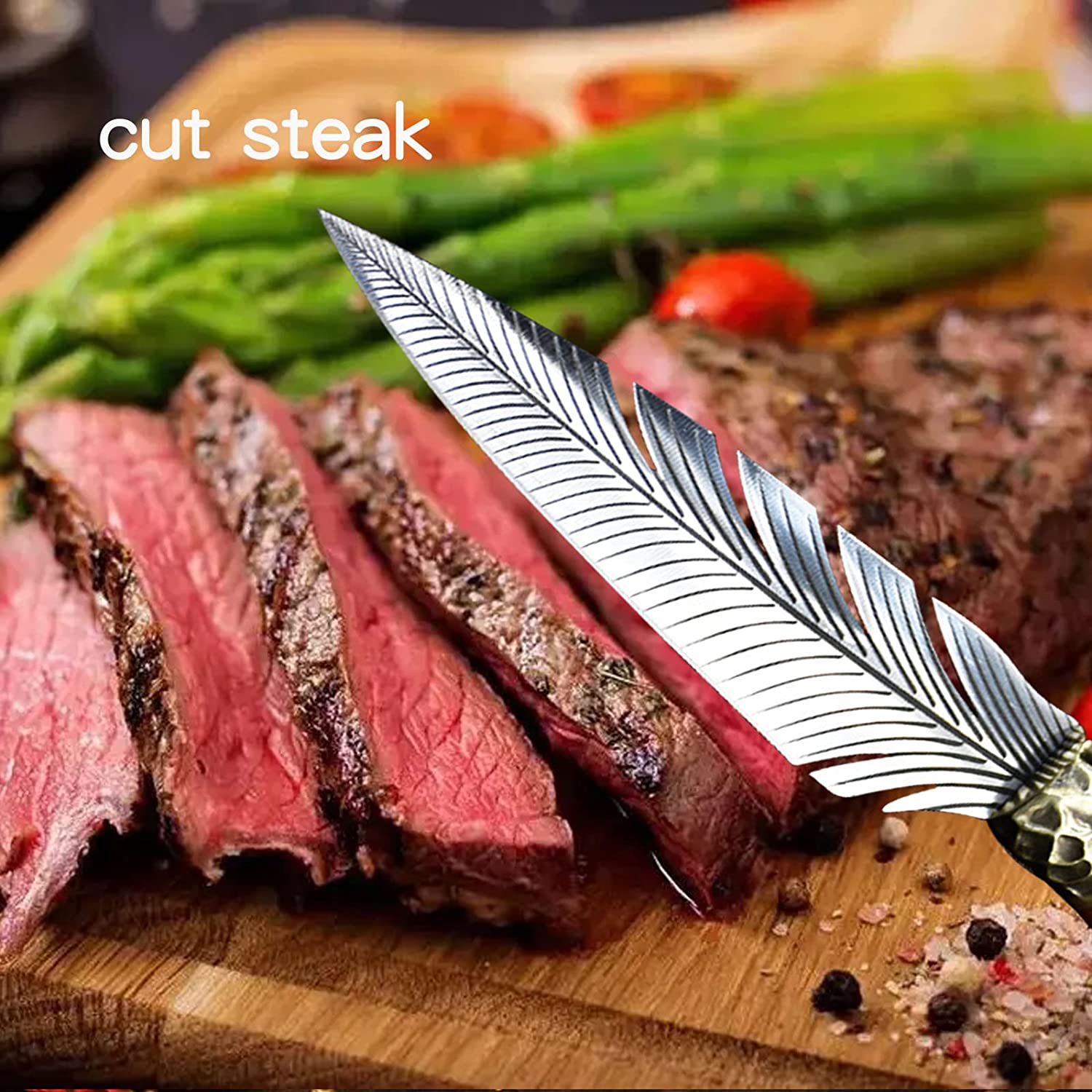 Cutit bucatarie design cu lama in forma de pana, Cutit japonez forjat ...