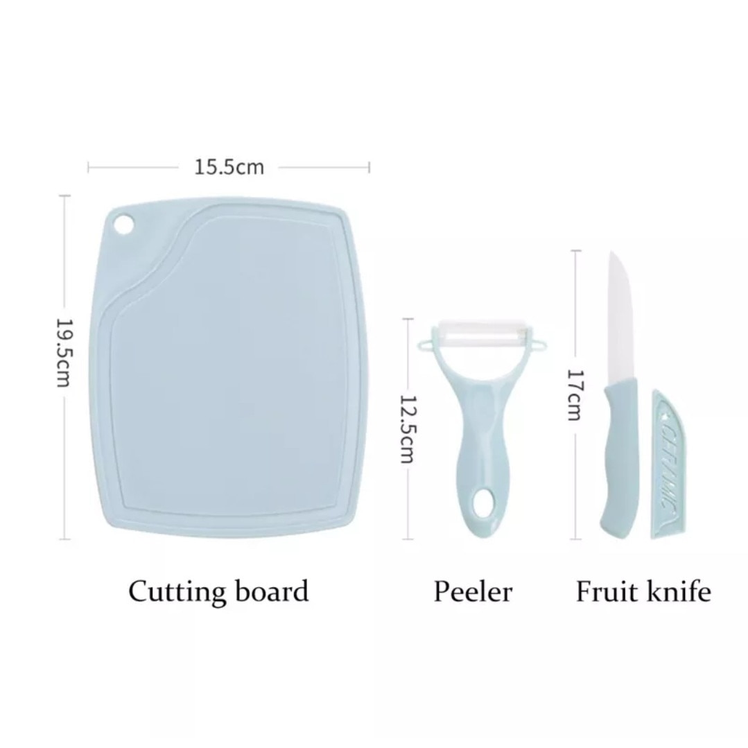 Set cutite din ceramica cu tocator, peeler, cutit fructe si protectie ...