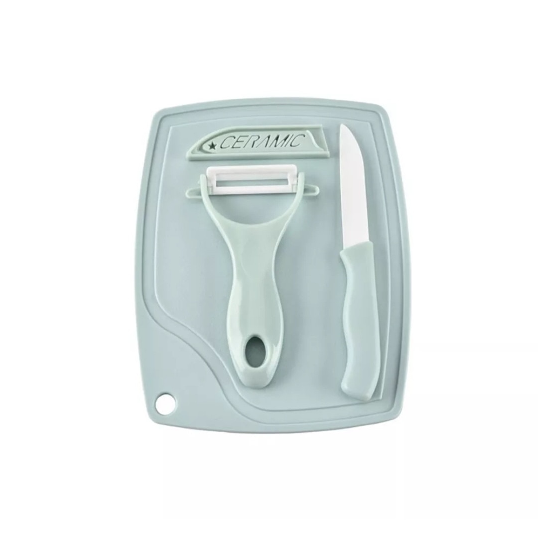 Set cutite din ceramica cu tocator, peeler, cutit fructe si protectie ...