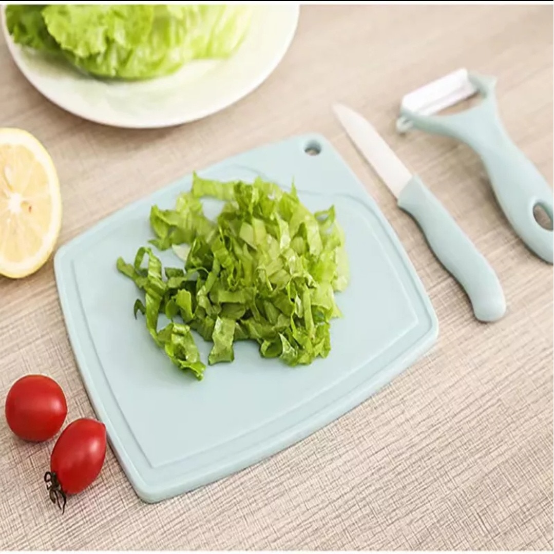 Set cutite din ceramica cu tocator, peeler, cutit fructe si protectie ...