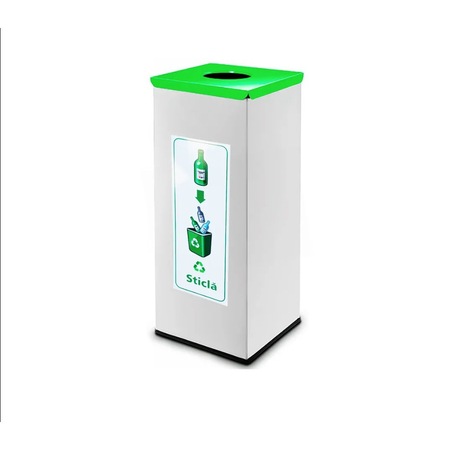 Cos sortare gunoi sticla din inox pentru exterior 300x300x700, 63 litri ...