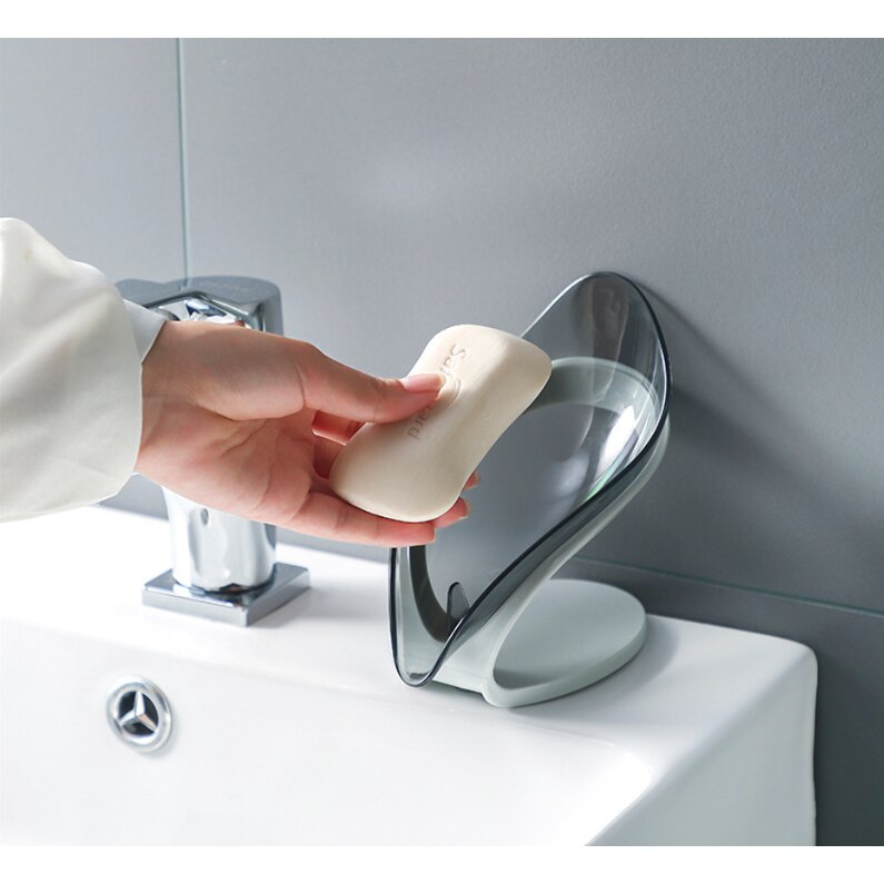 Sapuniera cu scurgere, model frunza, plastic, fixare cu ventuza ...