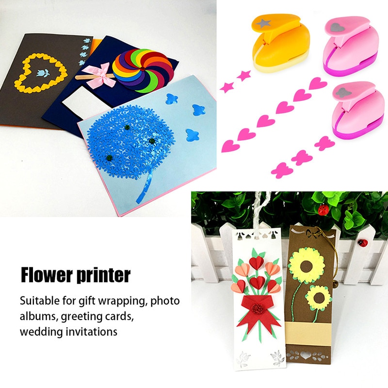 Set 3 perforatoare, Inima/Stea/Fluture, 6x5x4cm, Multicolor - eMAG.ro