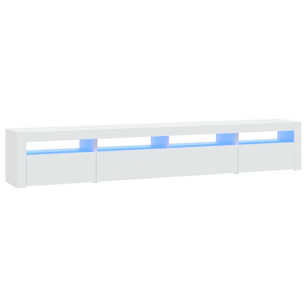 Comoda TV cu lumini LED vidaXL, 240x35x40 cm, alb - eMAG.ro