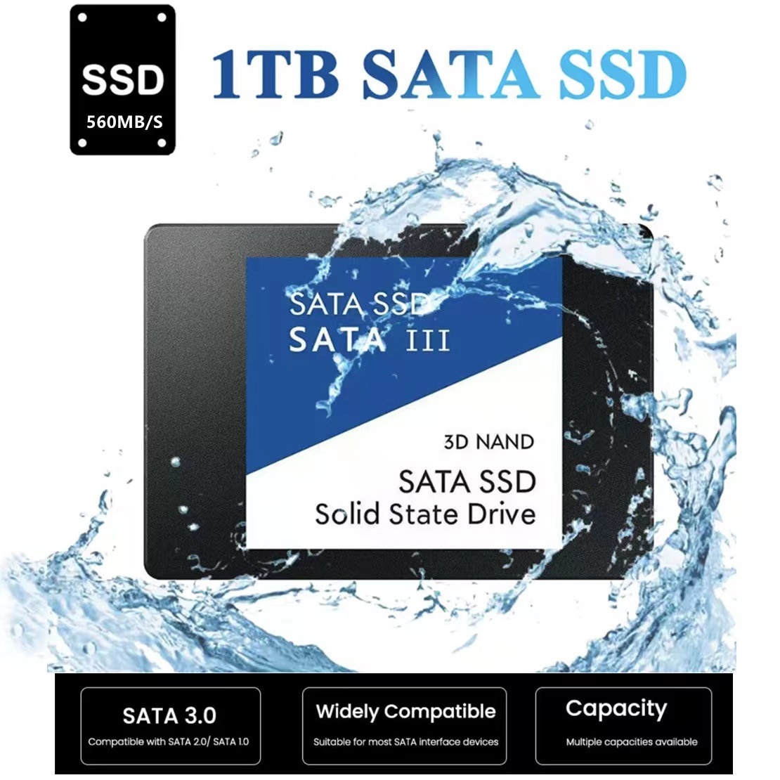 SSD 3D NAND pentru PC intern 1TB - SATA III 2.5"/7mm, pana la 560 MB/s ...