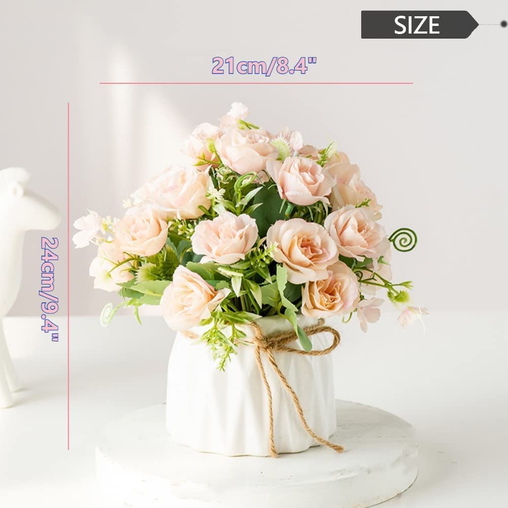 Flori artificiale, Ceramica/Plastic, Trandafiri, 21x24 cm, Roz - eMAG.ro