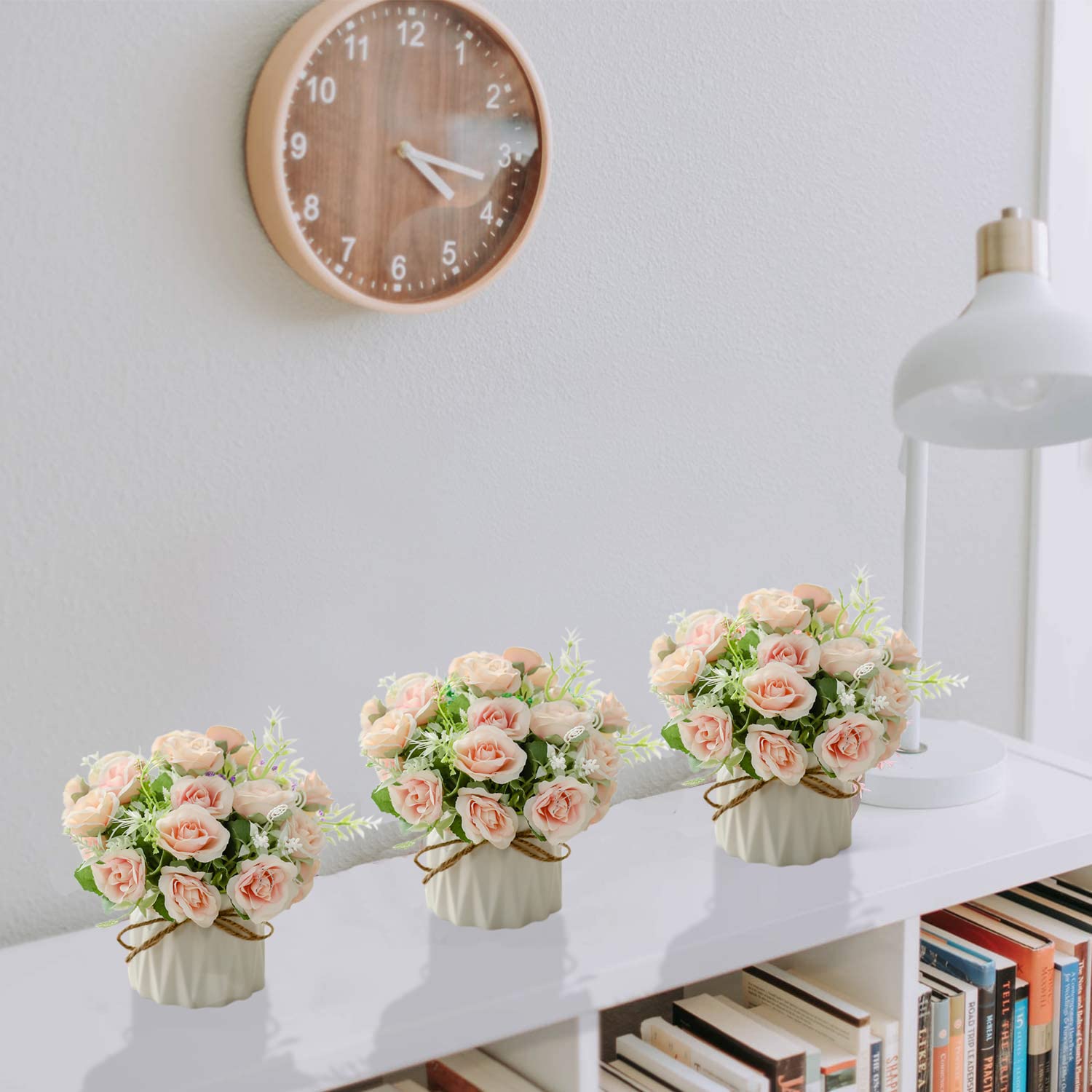 Flori artificiale, Ceramica/Plastic, Trandafiri, 21x24 cm, Roz - eMAG.ro