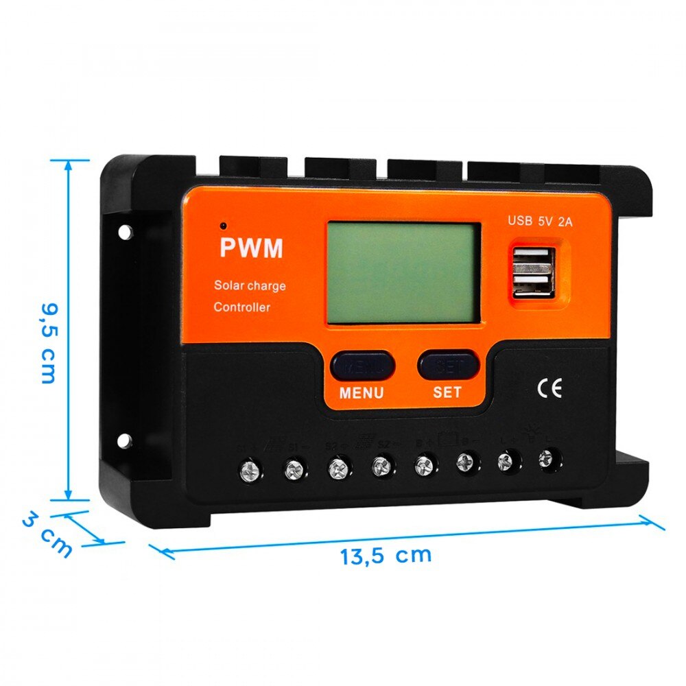 Controler 30A Regulator Solar PWM 12V pentru Panou Fotovoltaic cu 2 ...