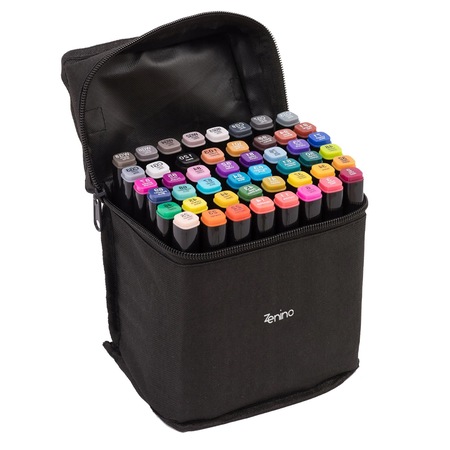 Set 48 Markere Zenino - Geanta de Depozitare Inclusa, 2 Varfuri, Culori ...