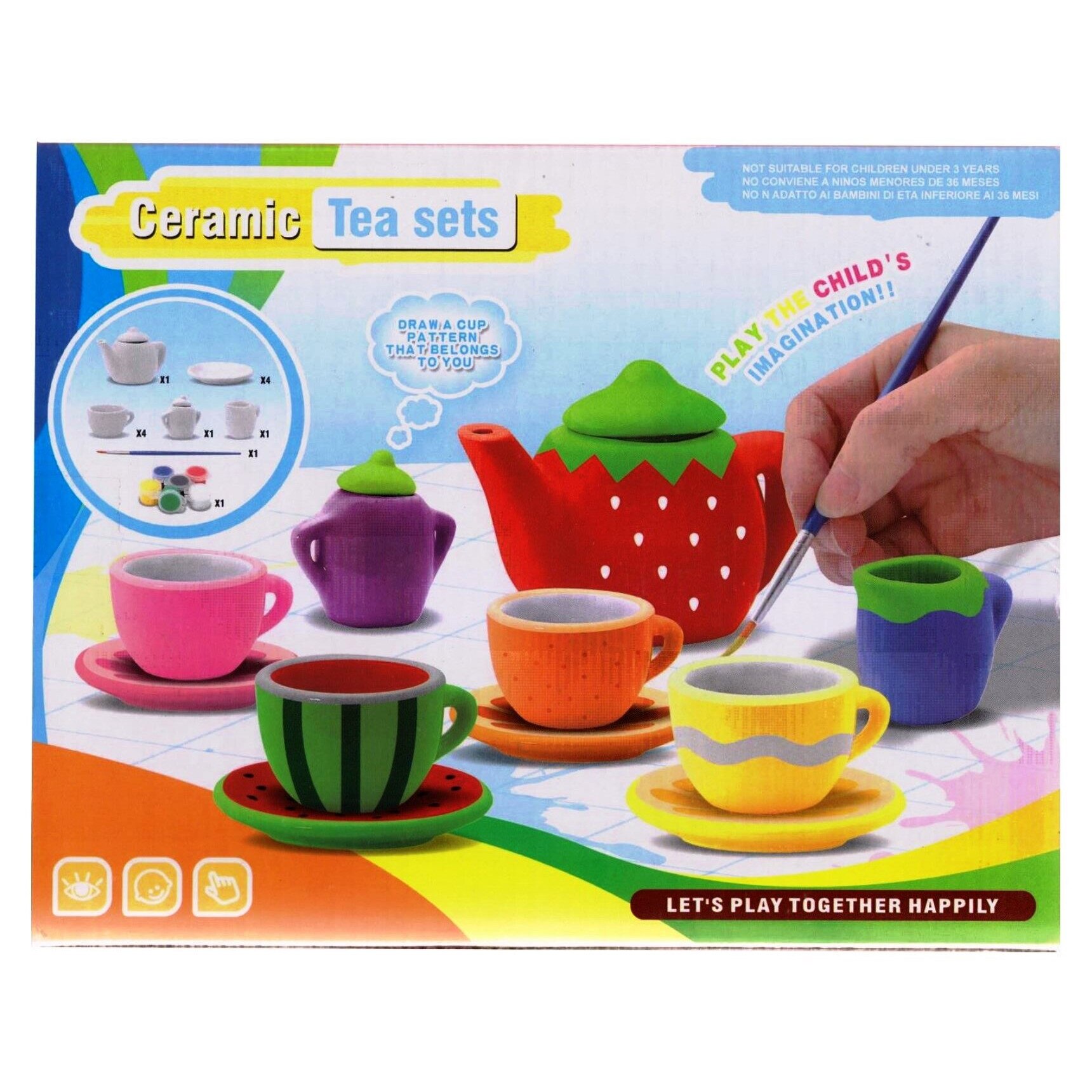 Set de ceai din ceramica cu acuarele 15 piese - eMAG.ro