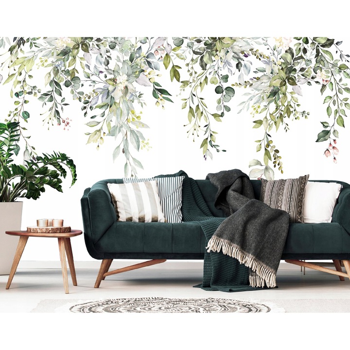 Тапет Nature Green Leaves 368x254 cm, Modern Vlies Wallpaper - eMAG.bg
