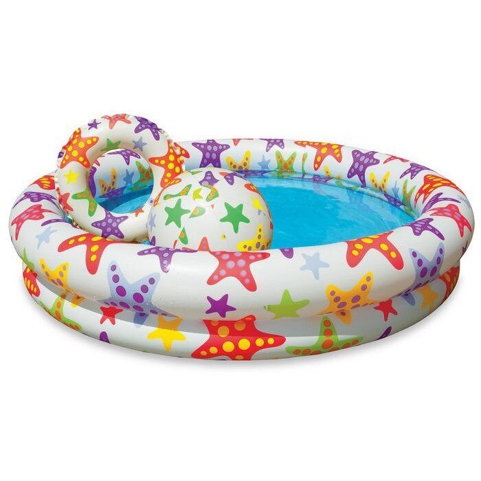 Piscina gonflabila copii, Intex, Cu minge si colac, PVC, 122 x 25 cm ...