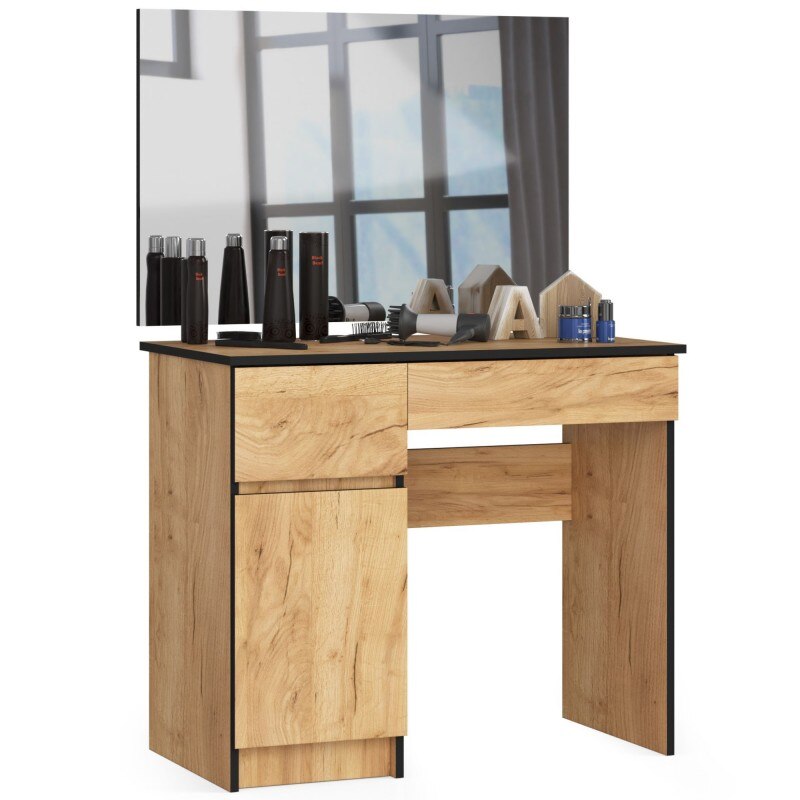 Set masa de toaleta + oglinda, Akord Furniture Factory, PAL, Stejar ...