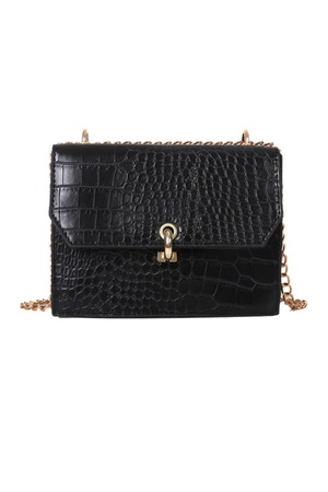 Geanta de dama Kelly neagra din piele ecologica tip piele de croco, 18 ...