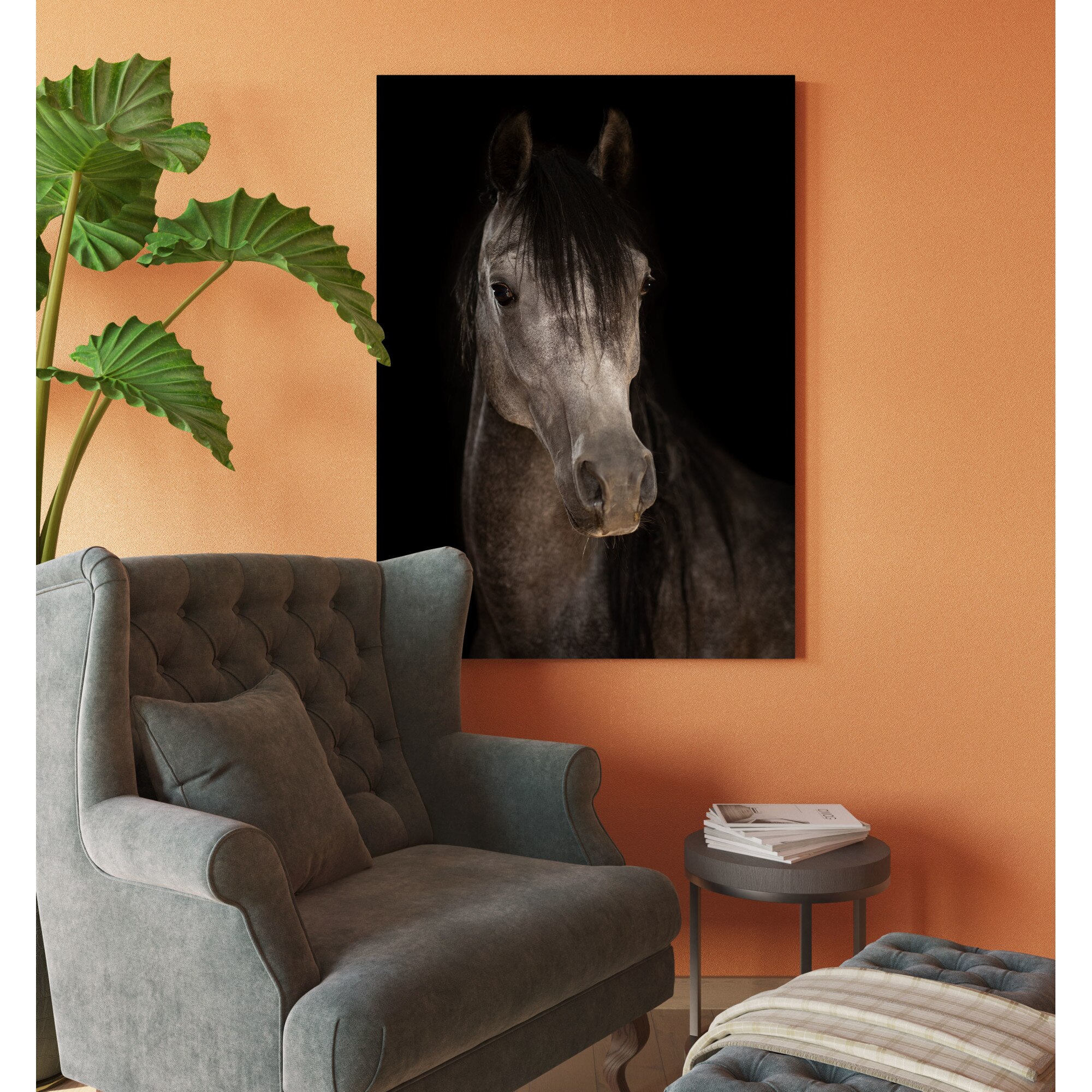 Tablou canvas, portret cal pur sange arab Night Wind, 50 x 35 cm B3 ...