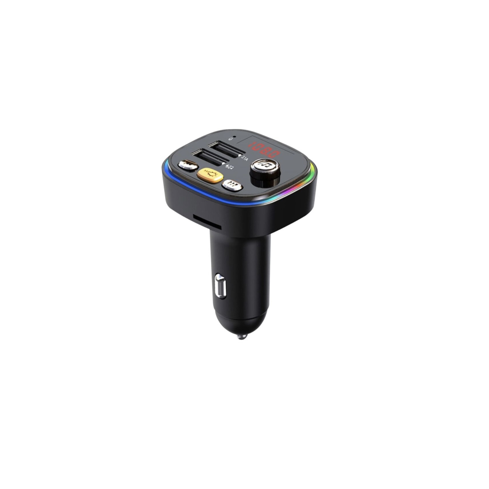 Modulator FM Cu Bluetooth, 2 Porturi USB pentru Incarcare, Lumina RGB ...