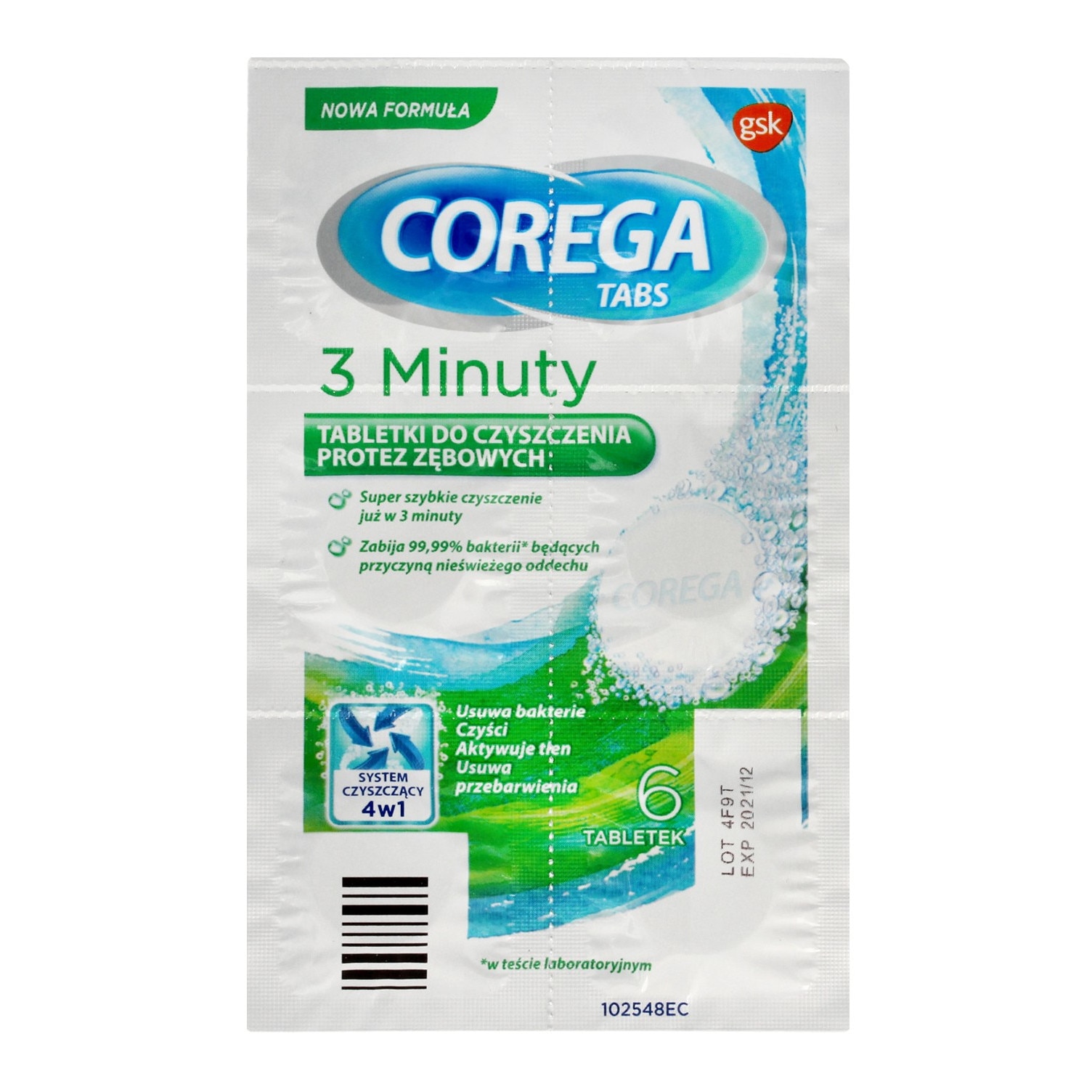 Comprimate efervescente de curatare a protezelor Gsk Corega, 6 tablete ...