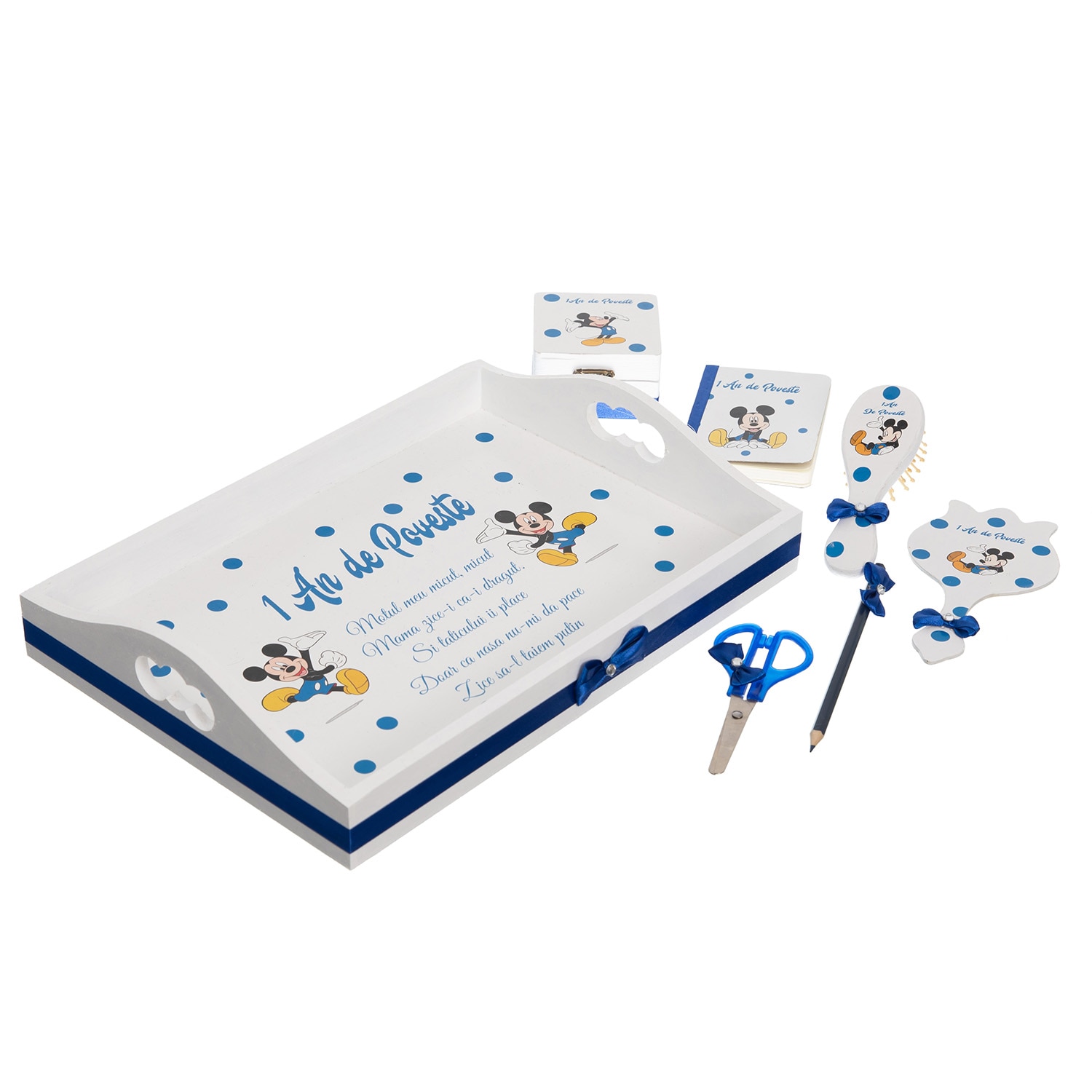 Tavita mot personalizata cu nume si data, Mickey Mouse, Albastru, 7 ...