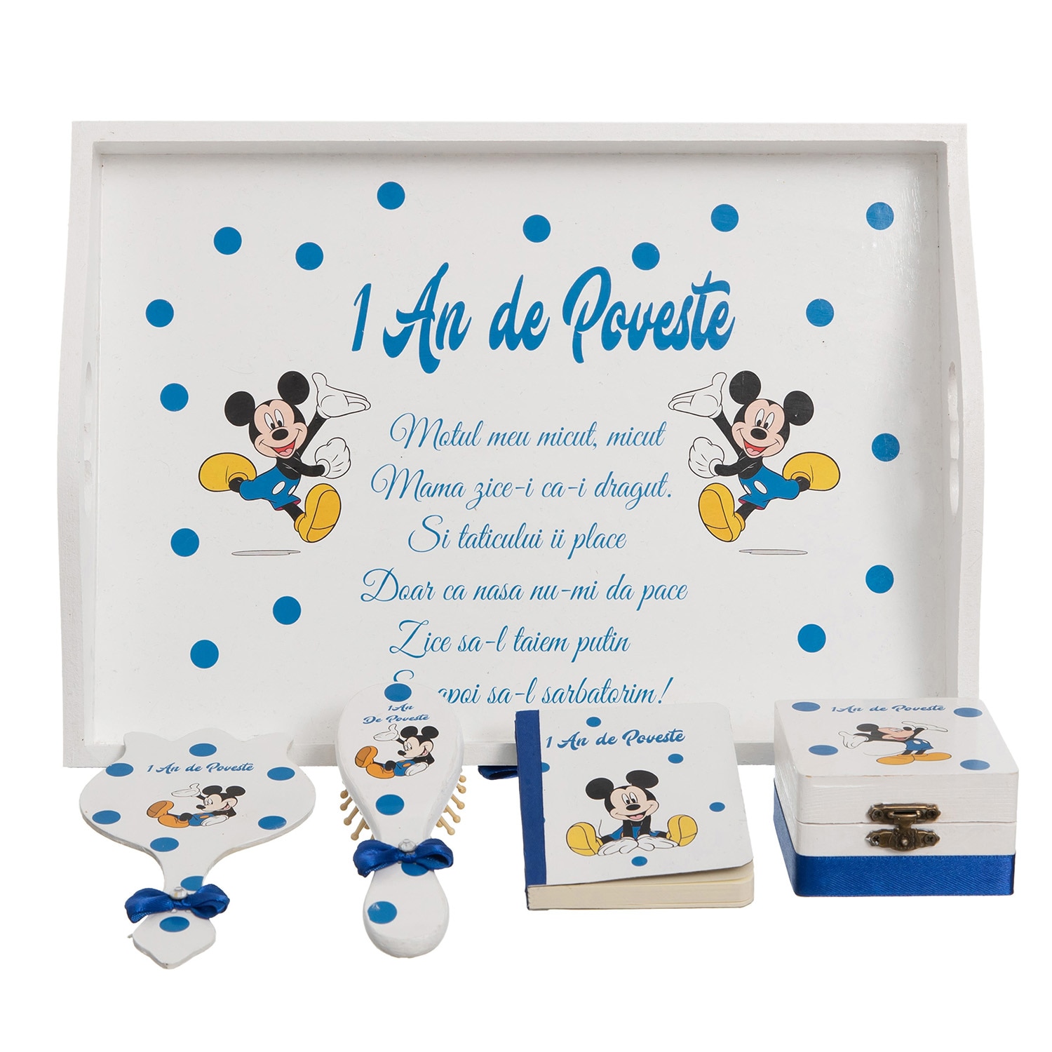 Tavita mot personalizata cu nume si data, Mickey Mouse, Albastru, 7 ...