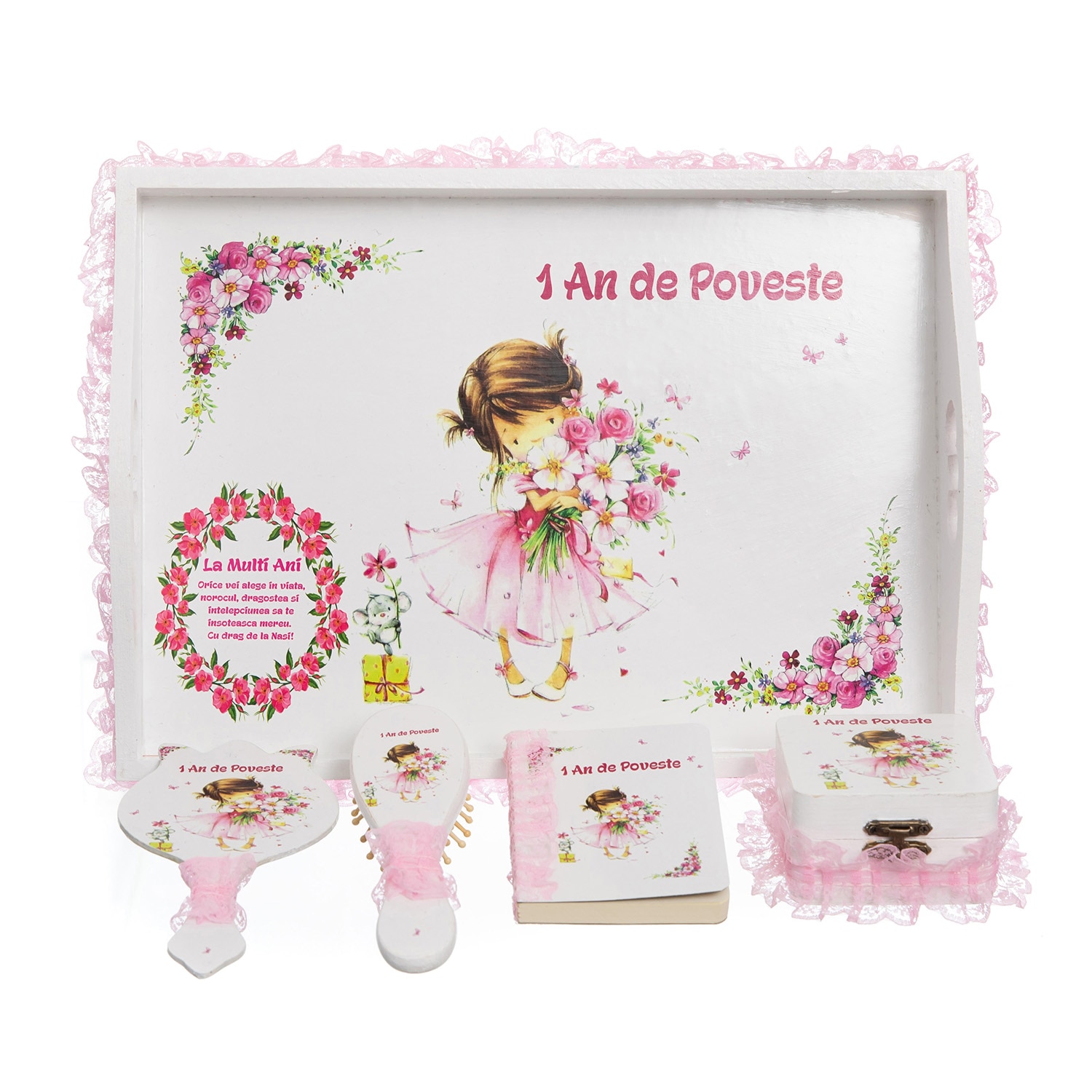 Tavita mot personalizata cu nume si data, Eva, Roz, 7 piese - eMAG.ro